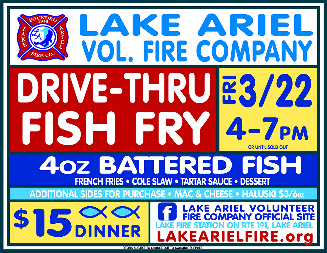 Lake Ariel Volunteer Fire Company Drive-thru Fish Fry | Lake Ariel, PA ...